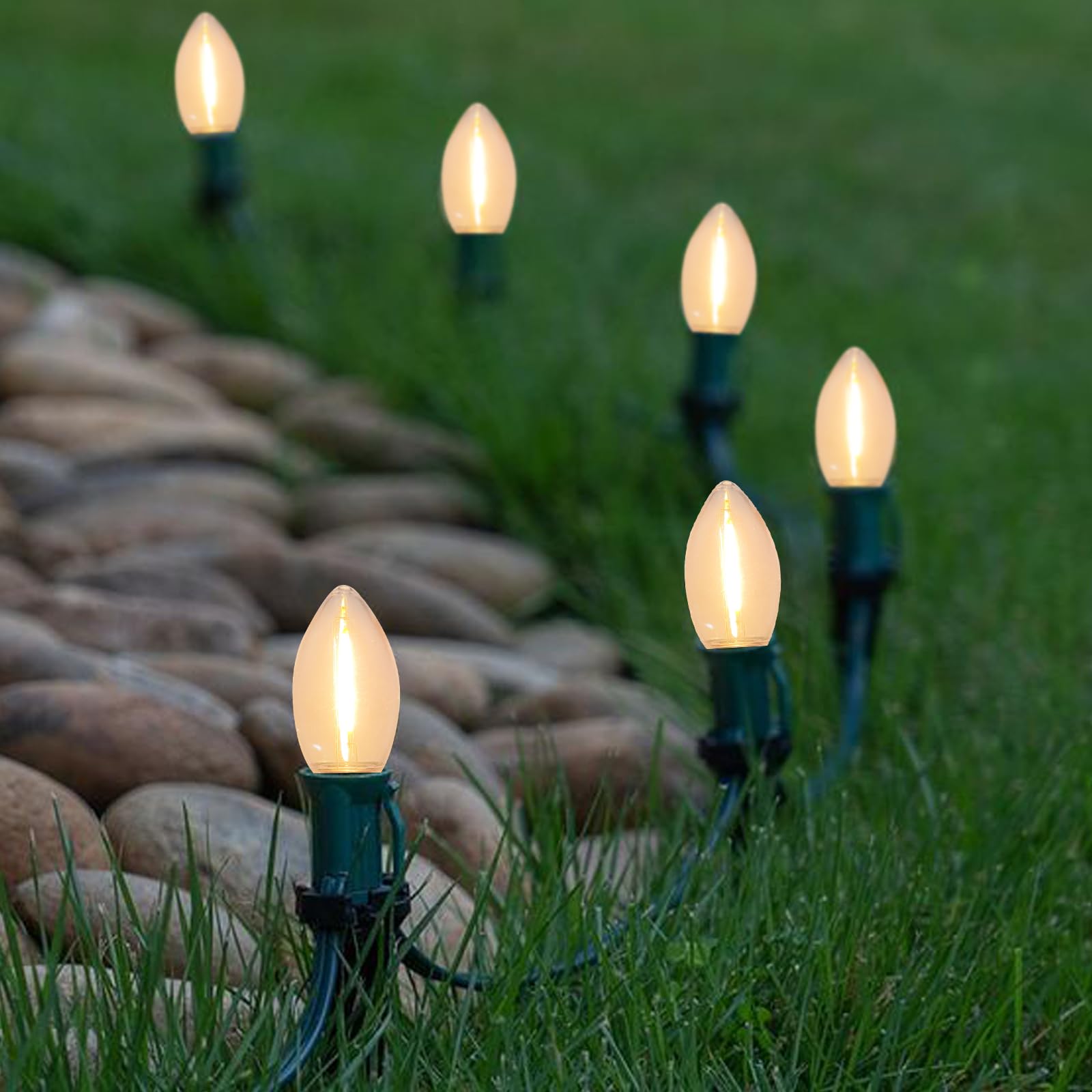 C9 LED Christmas Pathway Lights Outdoor 38Ft C9 Christmas Decorations ...