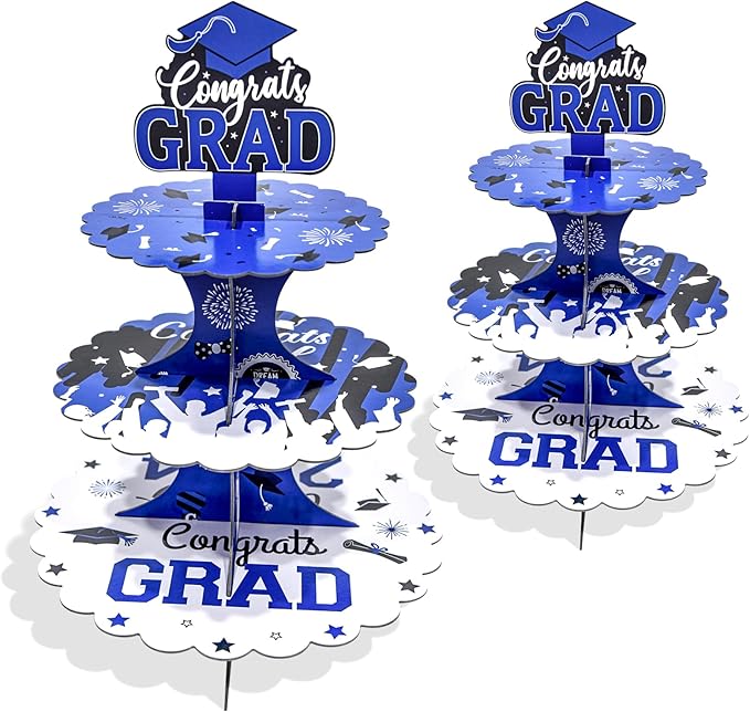 Amazon.com | Graduation Cupcake Stand for 50 Cupcakes - Navy Blue 2 Pcs ...