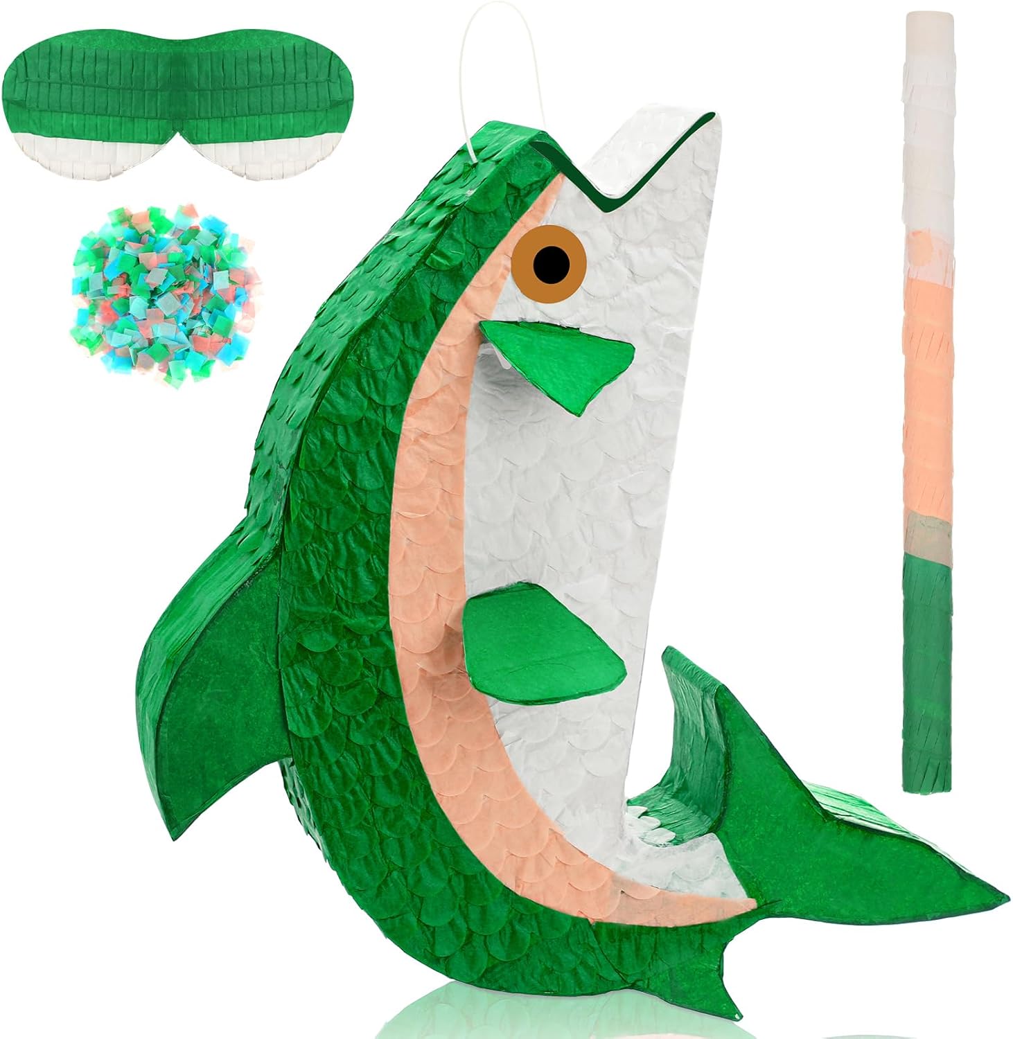 Amazon.com: Glimin Fish Piñata with Stick, Blindfold and Confetti, Fish ...