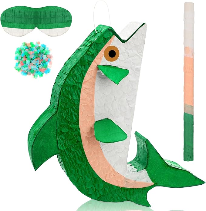 Amazon.com: Glimin Fish Piñata with Stick, Blindfold and Confetti, Fish ...
