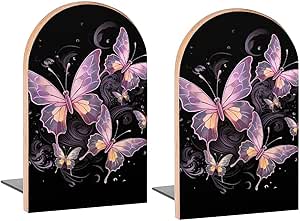 Amazon.com: Pink Vintage Butterflies Book Ends Decorative Wood Bookends ...