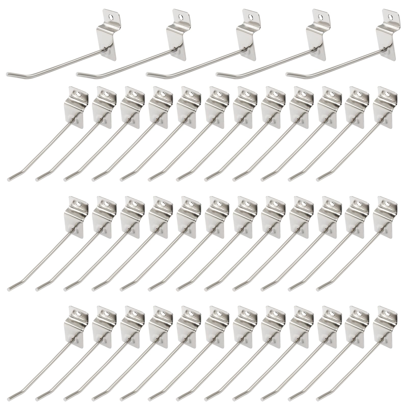 KMITMUK 100 Pack Slatwall Hooks, 4 Inch Sliver Wall Hanging Hooks Heavy ...
