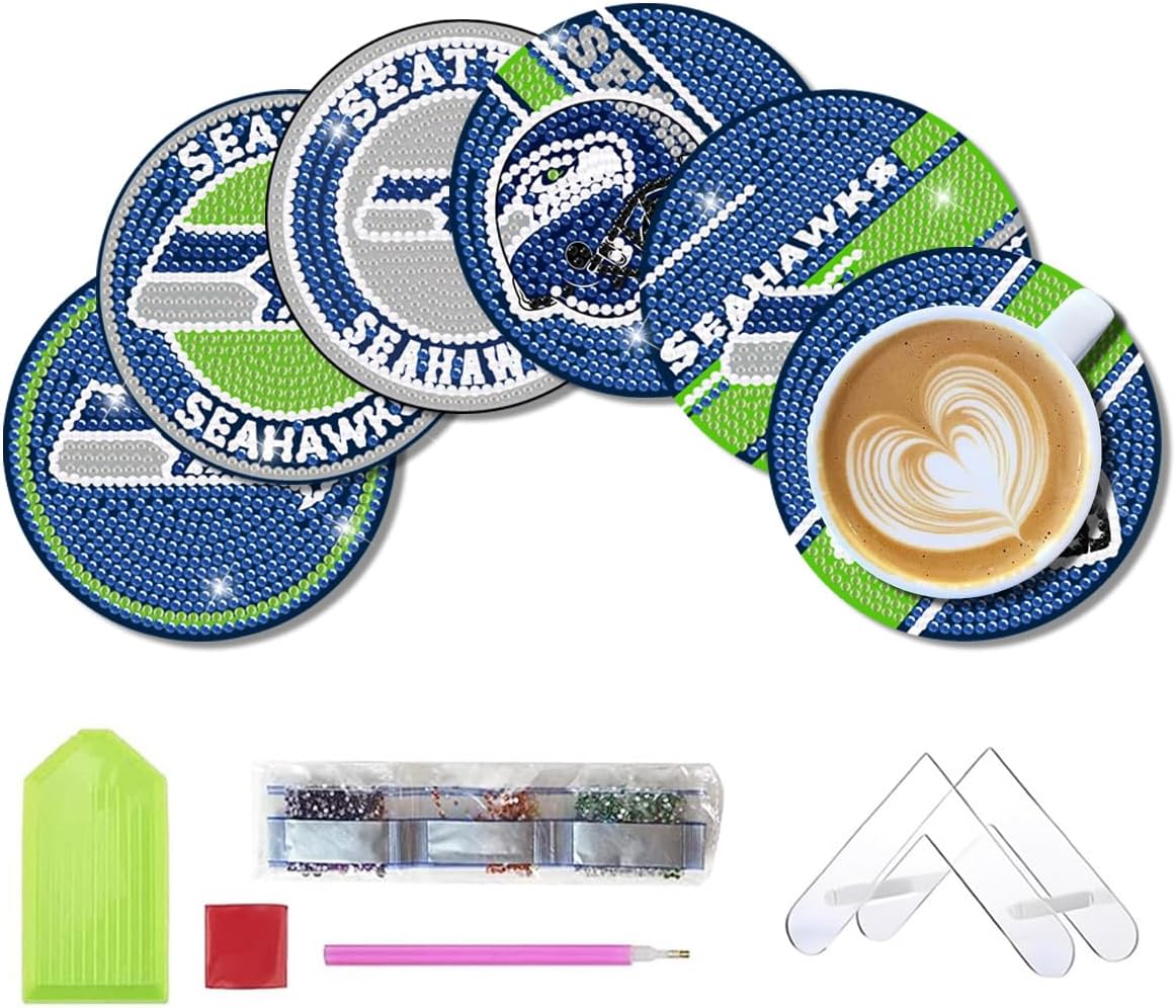 Amazon.com: 8 Pcs Diamond Painting Coasters Kit, DIY Football Diamond ...