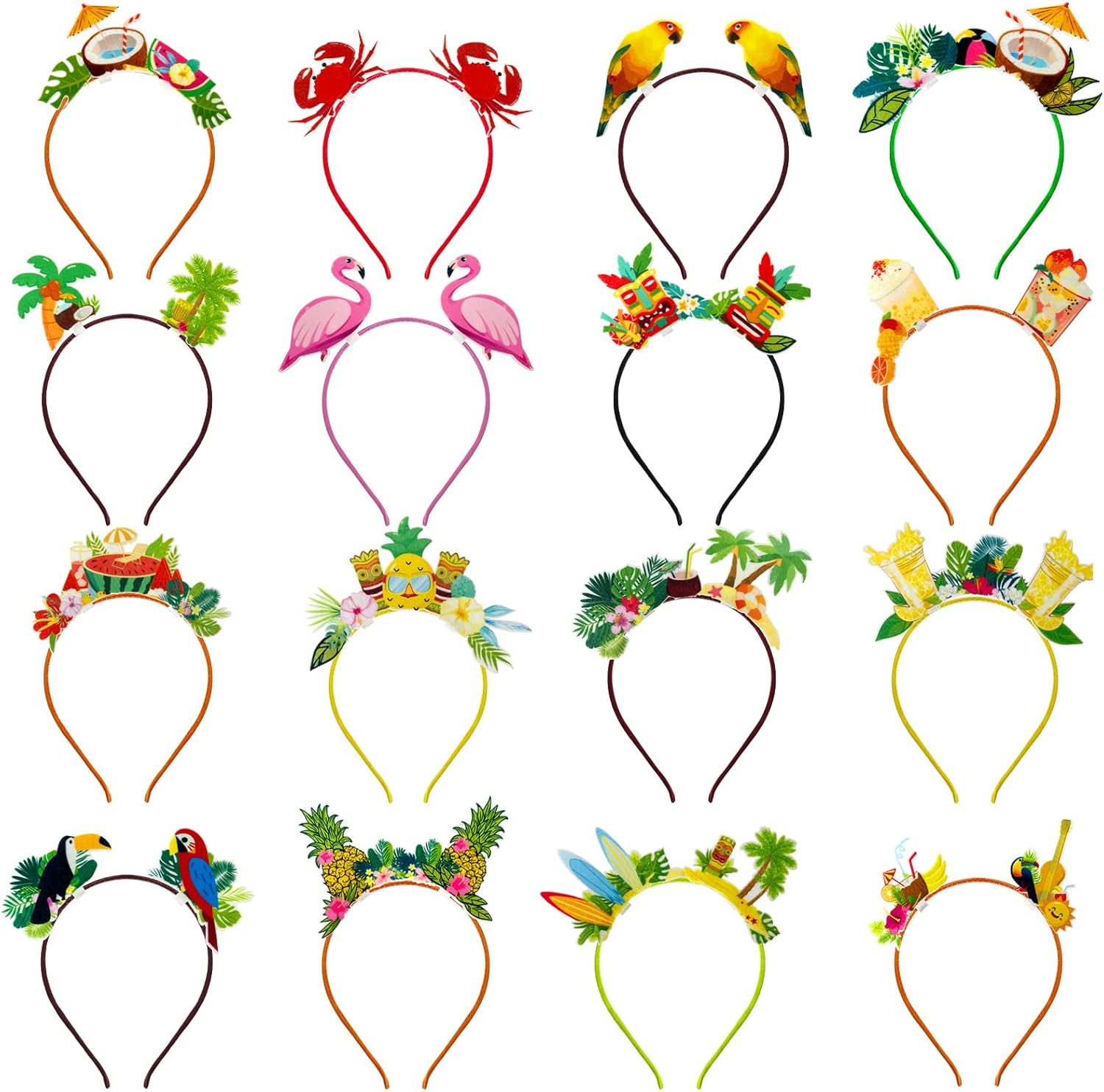 Amazon.com: HFYZZ 16 Pcs Hawaiian Party Headbands Felt Luau Head ...