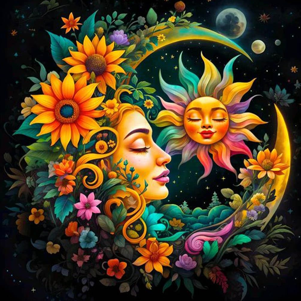 Amazon.com: Sun and Moon Diamond Art Painting Kits for Adults - Round ...