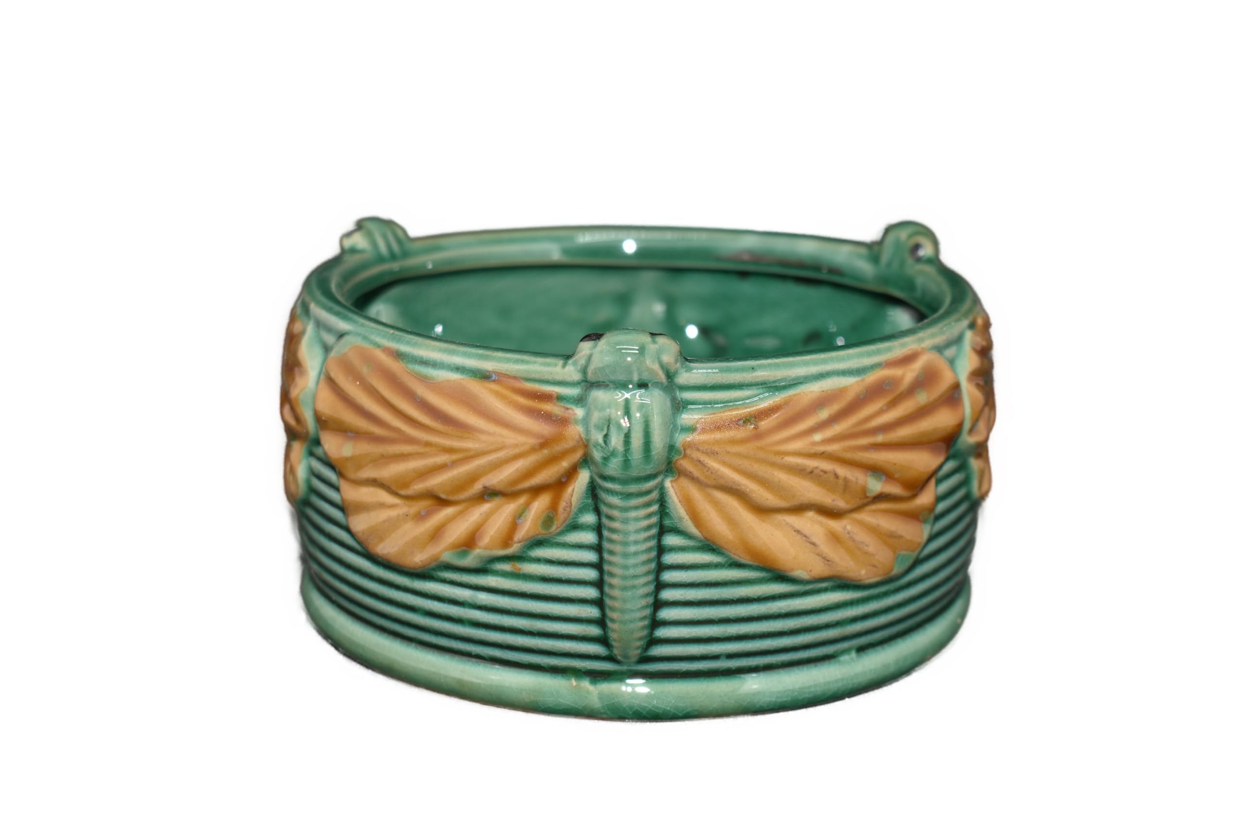 Amazon.com : 6" Reactive Green & Brown Dragonfly Dragonflies Ceramic ...