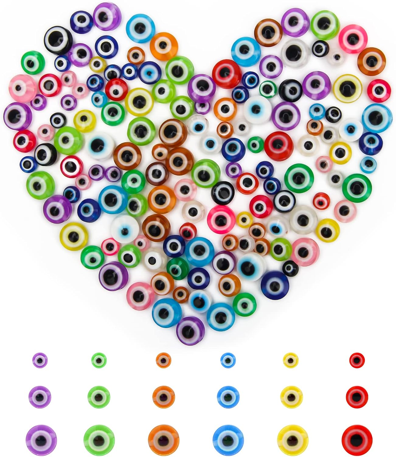 Amazon.com: Pletpet 450Pcs Evil Eye Beads, Mixed 10 Colors Round Evil ...