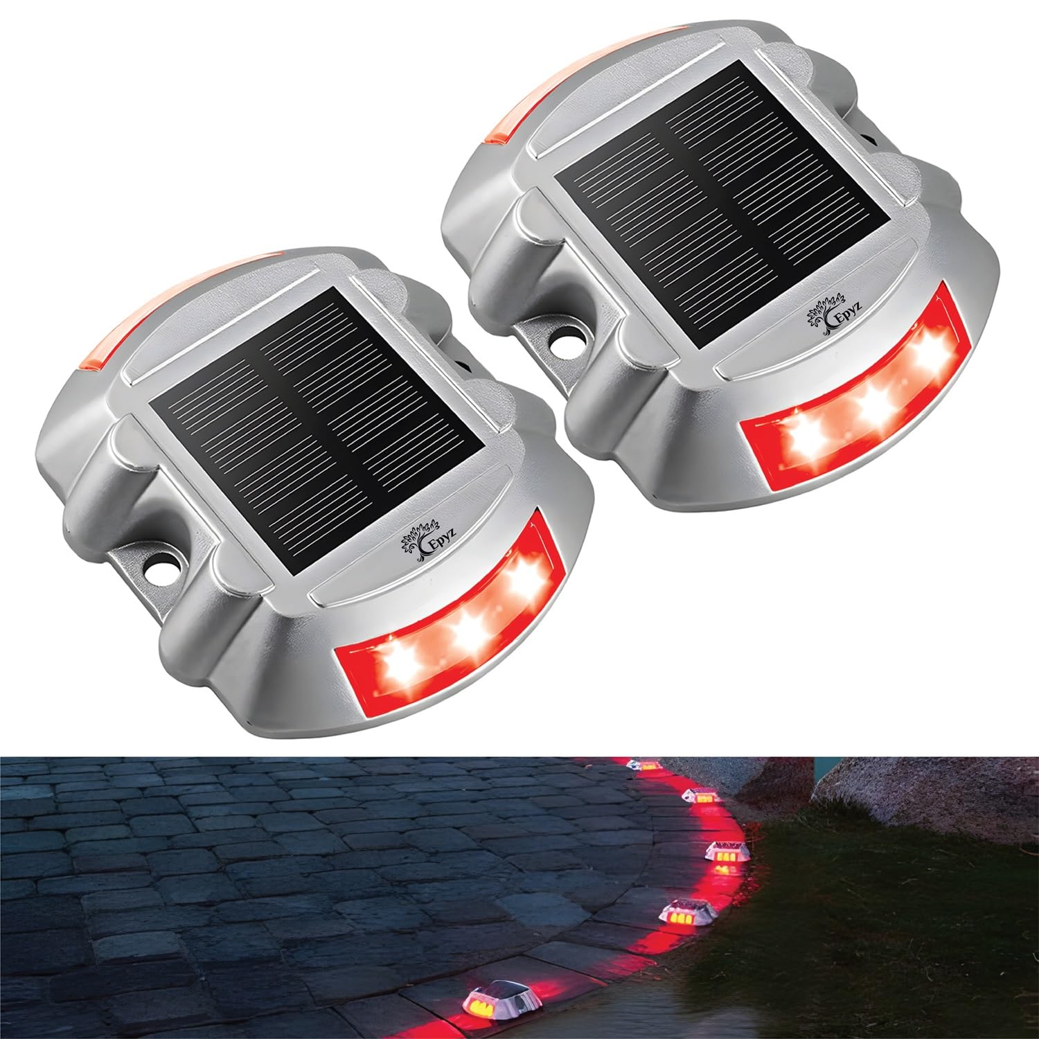 Epyz Solar Road Stud Light Outdoor Waterproof 6 LED Deck Lights for ...
