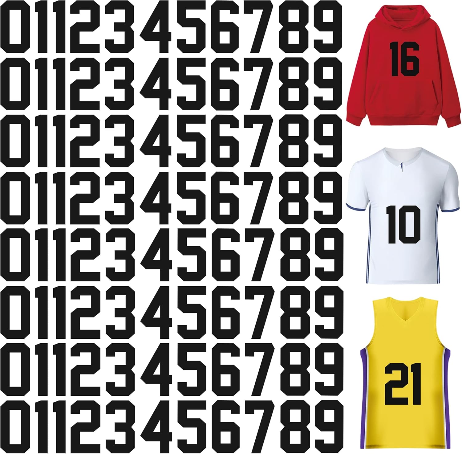 Amazon.com: 88 Pieces Iron On Numbers, Jersey Heat Transfer Numbers for ...