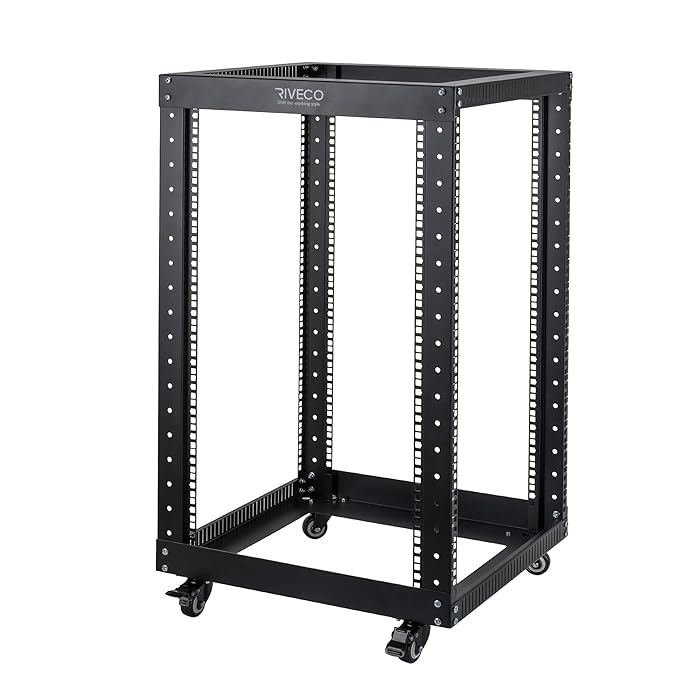 Buy RIVECO 18U Open Frame Server Rack with Brake Casters- Heavy Duty 4 ...