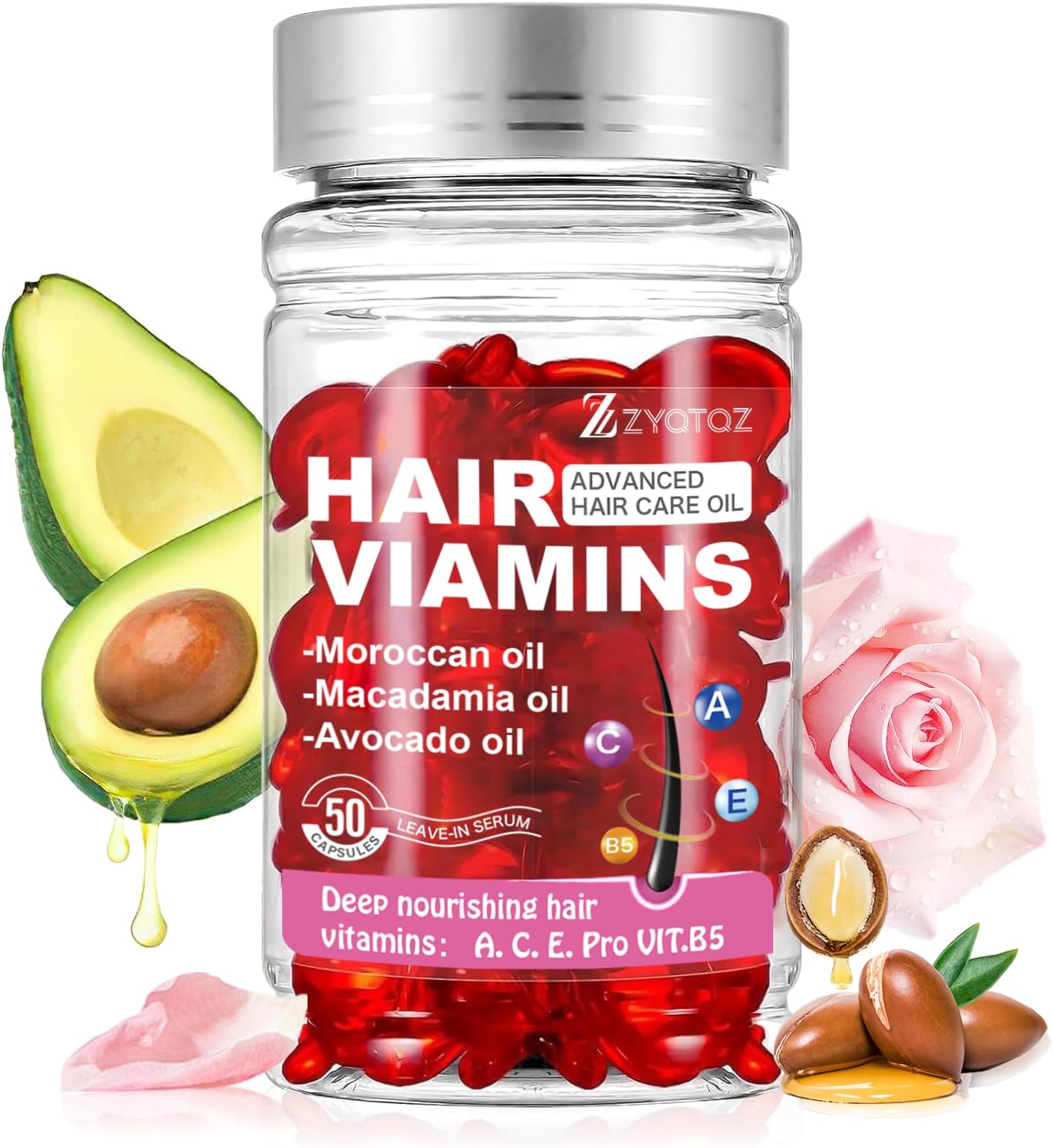 Amazon.com: POEROES Hair Treatment Serum 50 Capsules Hair Vitamins A C ...