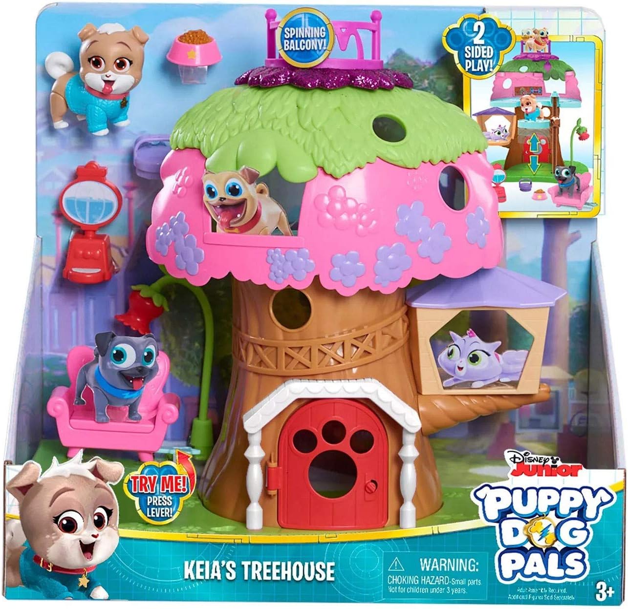 Amazon.com: Puppy Dog Pals Keia's Treehouse 2-Sided Playset, Includes 7 ...