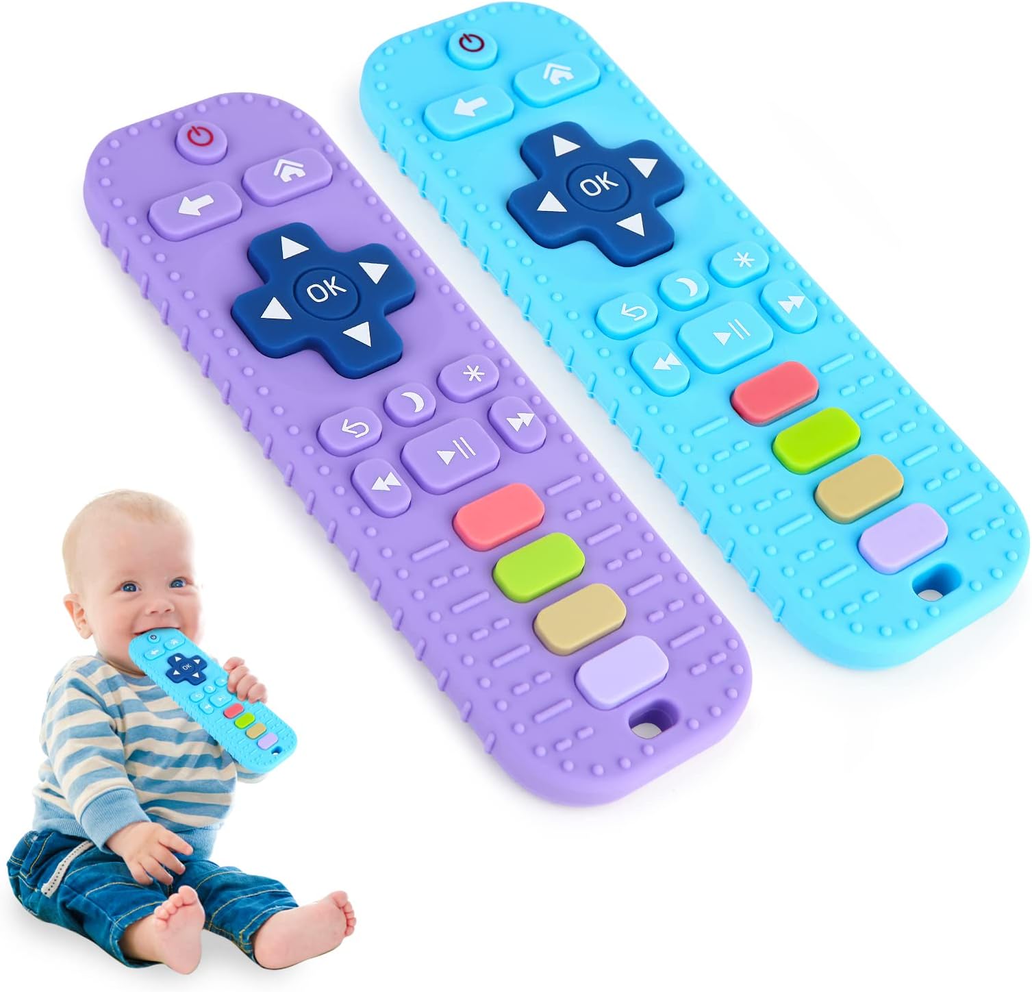 Amazon.com : Hooku 2 Pack Remote Teether for Baby, Silicone Teethers ...