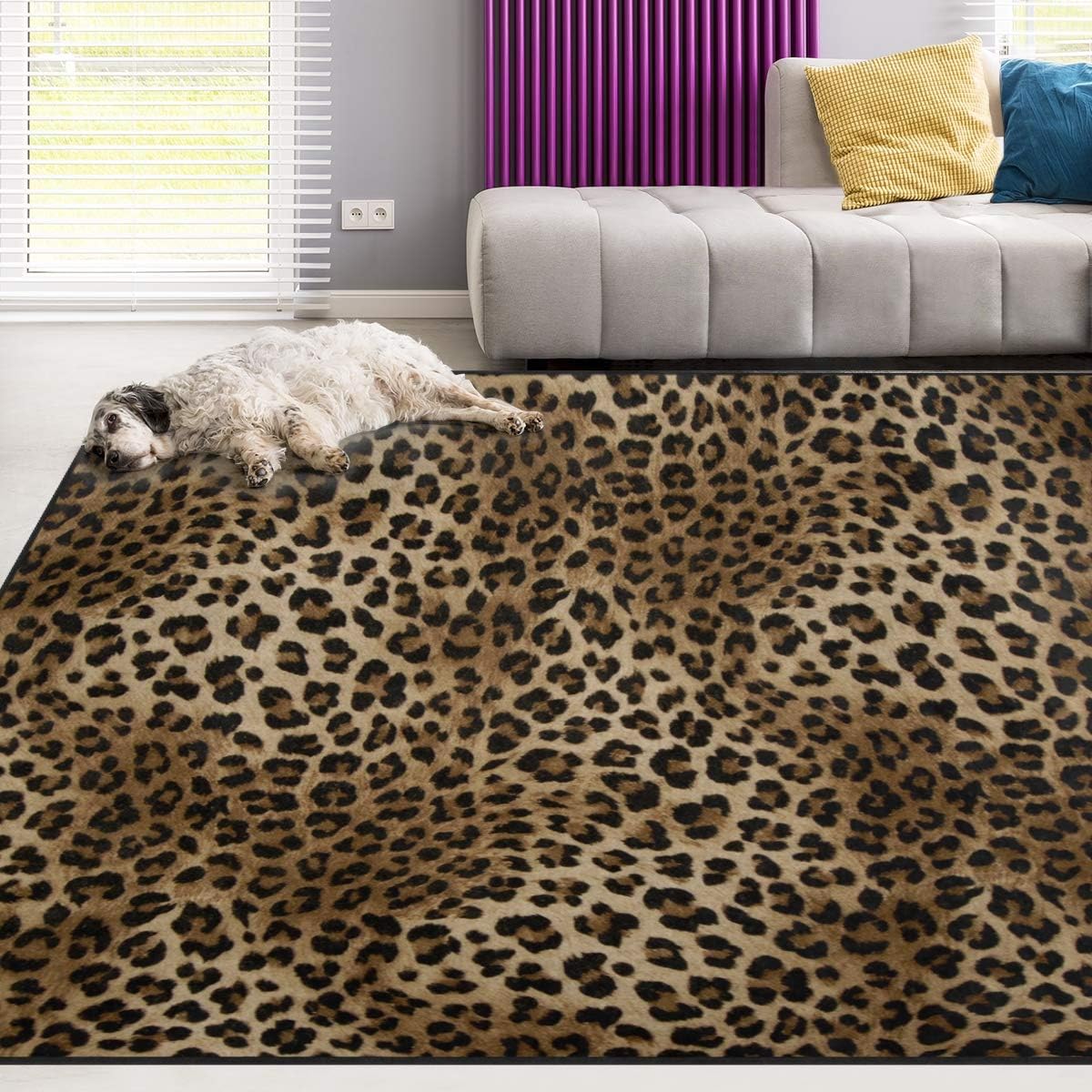 Amazon.com: Naanle Animal Print Area Rug 5'x7', Leopard Print Polyester ...