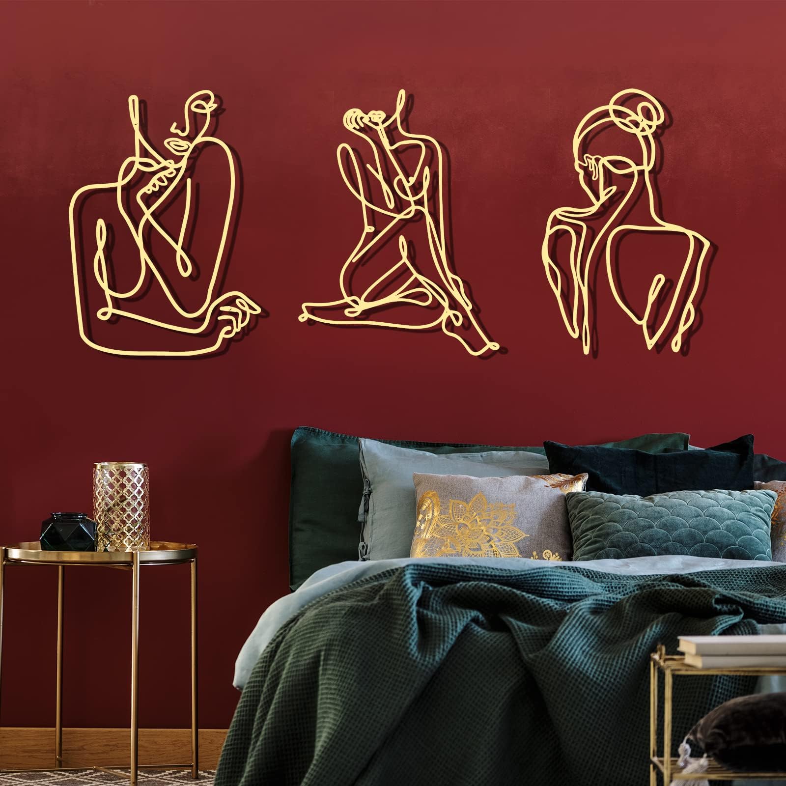 Amazon.com: Photect 4 Pcs Minimalist Metal Wall Art Decor Abstract Woman Wall Art Modern Single ...