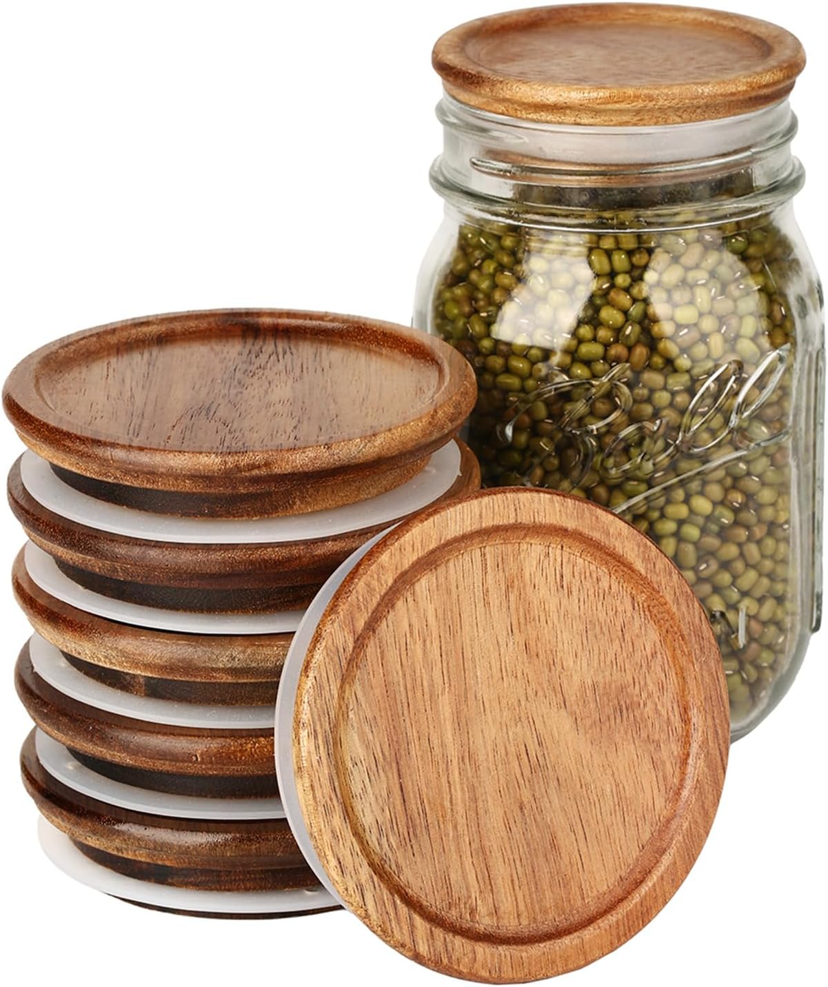 Amazon.com: Ball® Jar Lids, 5 Pack Ball Jar Wooden Storage Lids: Home ...