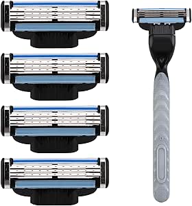 4 Pack Razor Blades Refills with 1 Handle, Replacement Blade Compatible ...