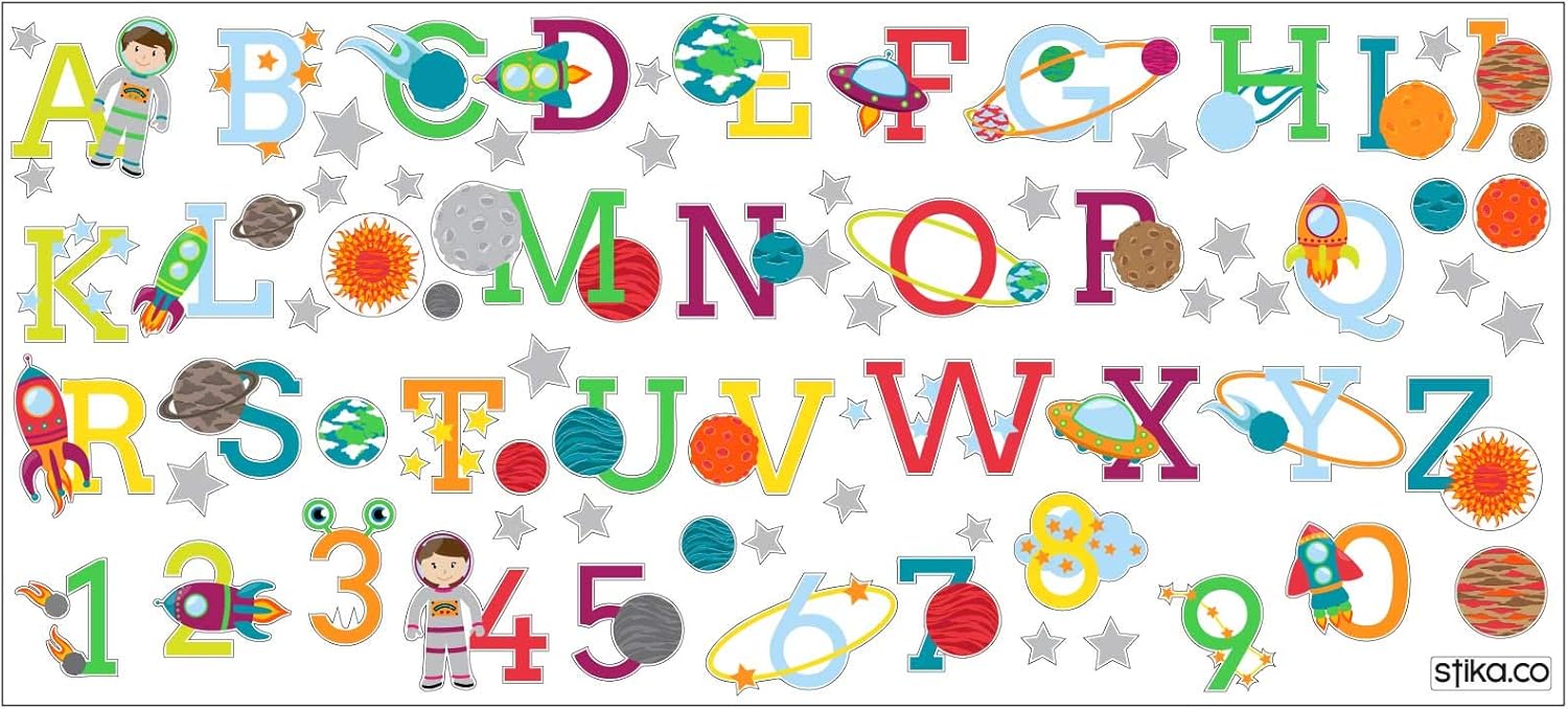 Amazon.com: Space Alphabet Wall Stickers – Large 5.5” Letters & Numbers ...