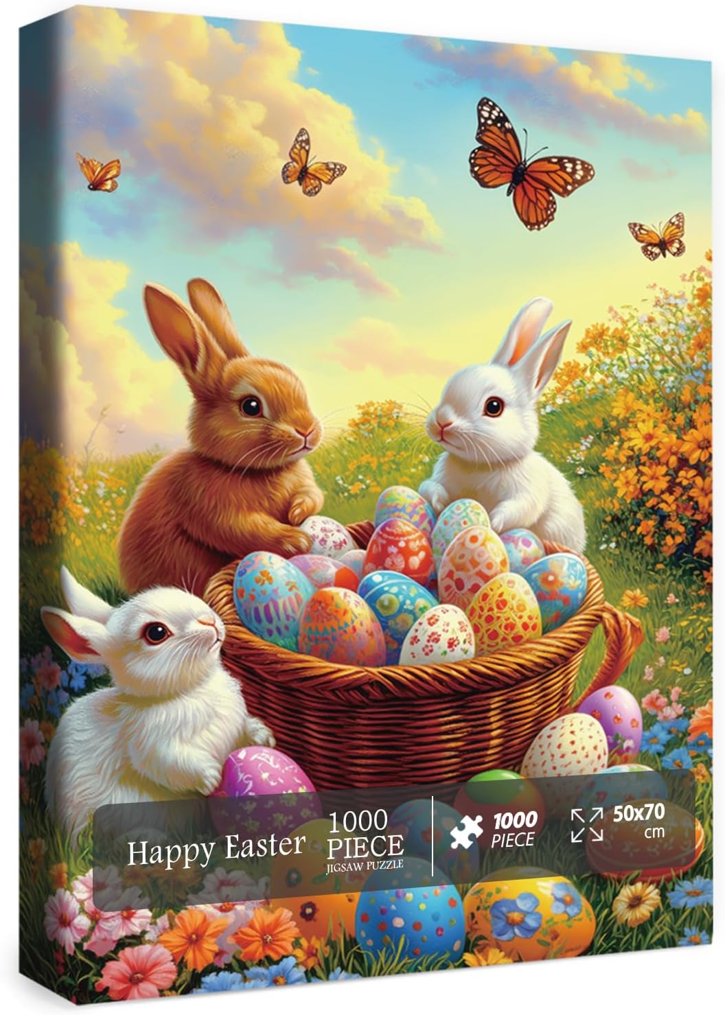 Bunny Easter Eggs Puzzle for Adults 1000 Pieces, Cute Easter Rabbit ...