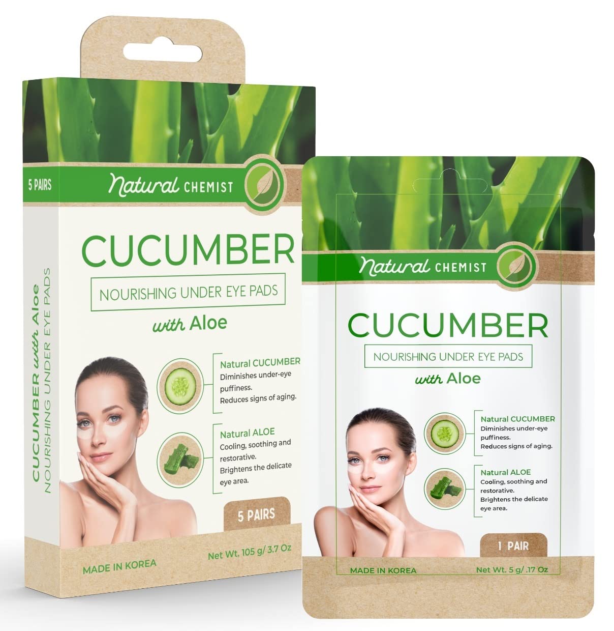 Amazon.com : Natural Chemist Cucumber & Aloe Under Eye Patches ...