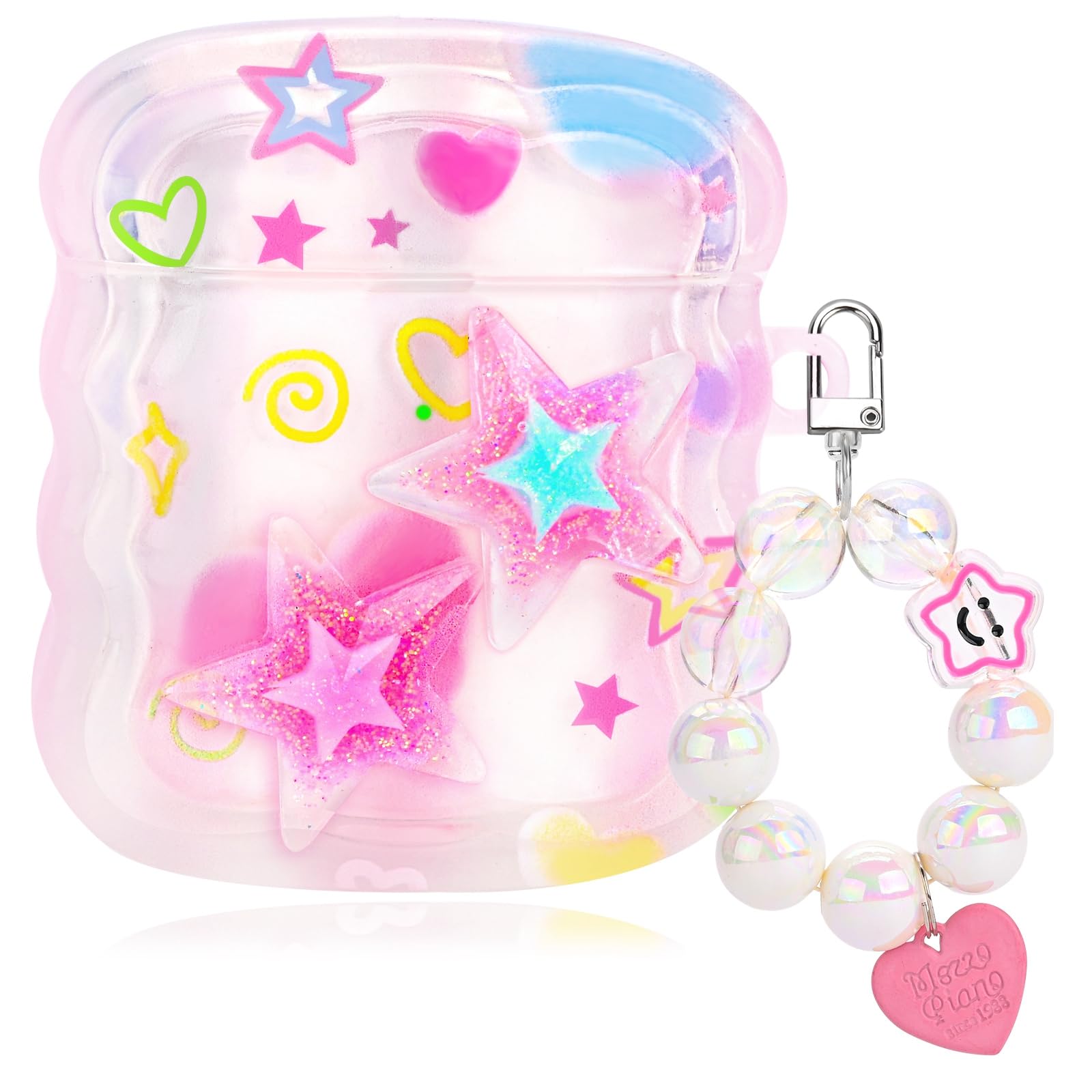 Amazon.com: Mainrenka Cute Star Airpod Case with Keychain Aesthetic ...