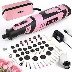 SHALL 8V Cordless Rotary Tool Kit, Pink Lightweight 2.5 Ah Battery ...