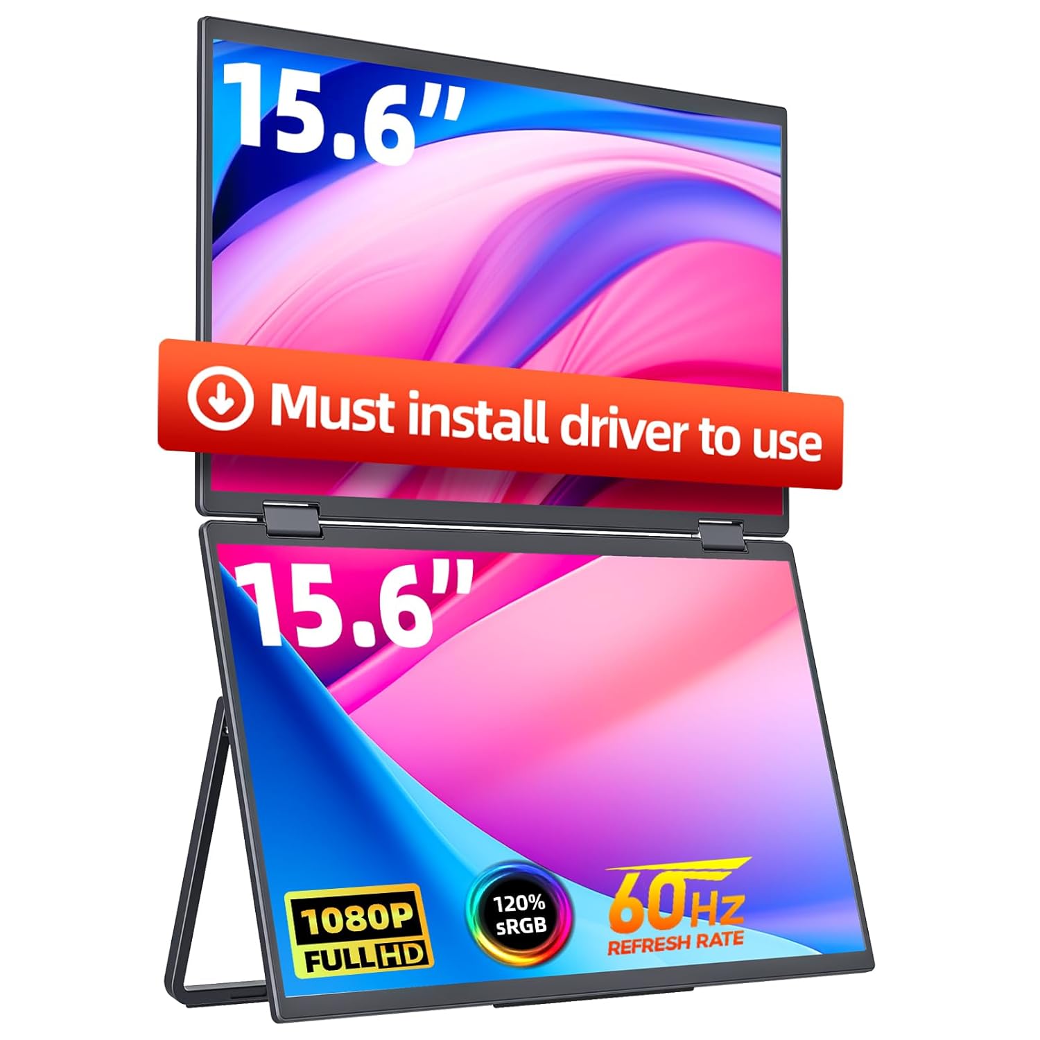 cocopar Portable Dual Monitor-Double 15.6 inch 1080P Foldable Monitor ...