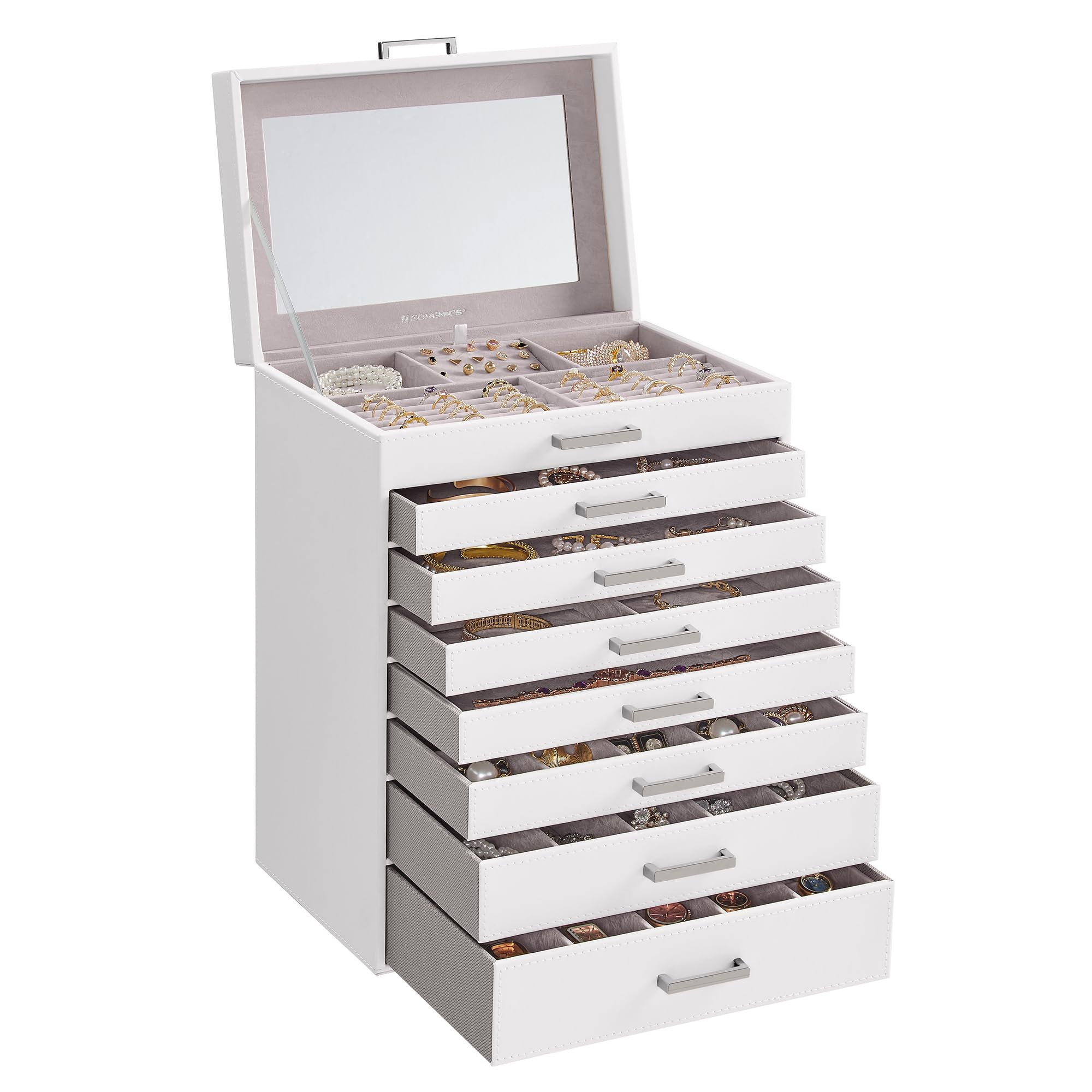 Amazon.com: SONGMICS Jewelry Box, 8-Tier Jewelry Organizer, Large ...