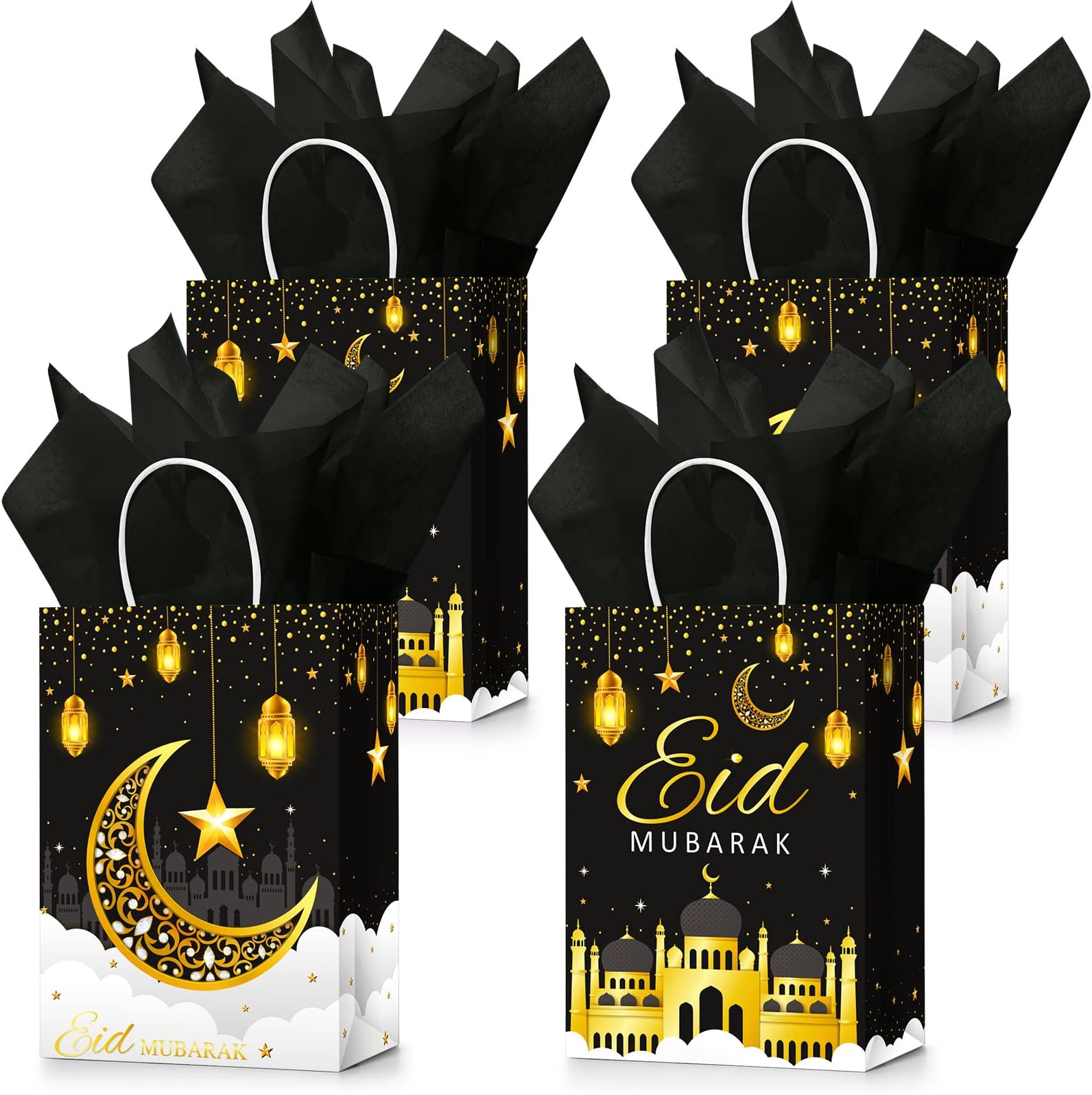 Amazon.com: 12 Packs Eid Mubarak Gift Bags with Tissue Paper Ramadan ...