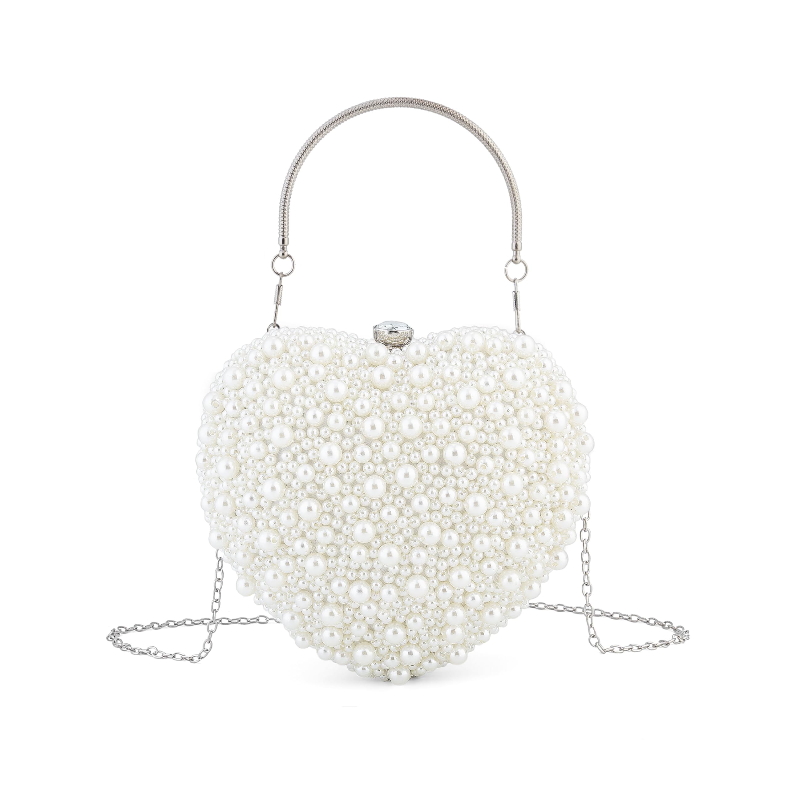 Tmore Heart Pearl Clutch Purse for Women,Beaded Evening Clutch Bag ...