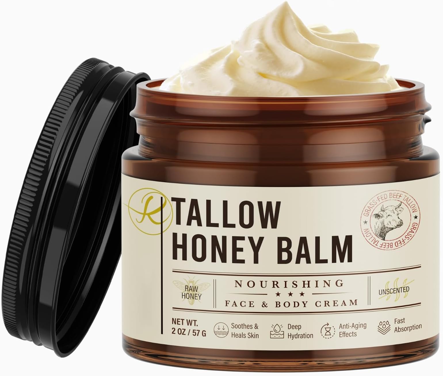 Amazon.com : Tallow and Honey Balm, Premium Beef Tallow and Wild Honey ...