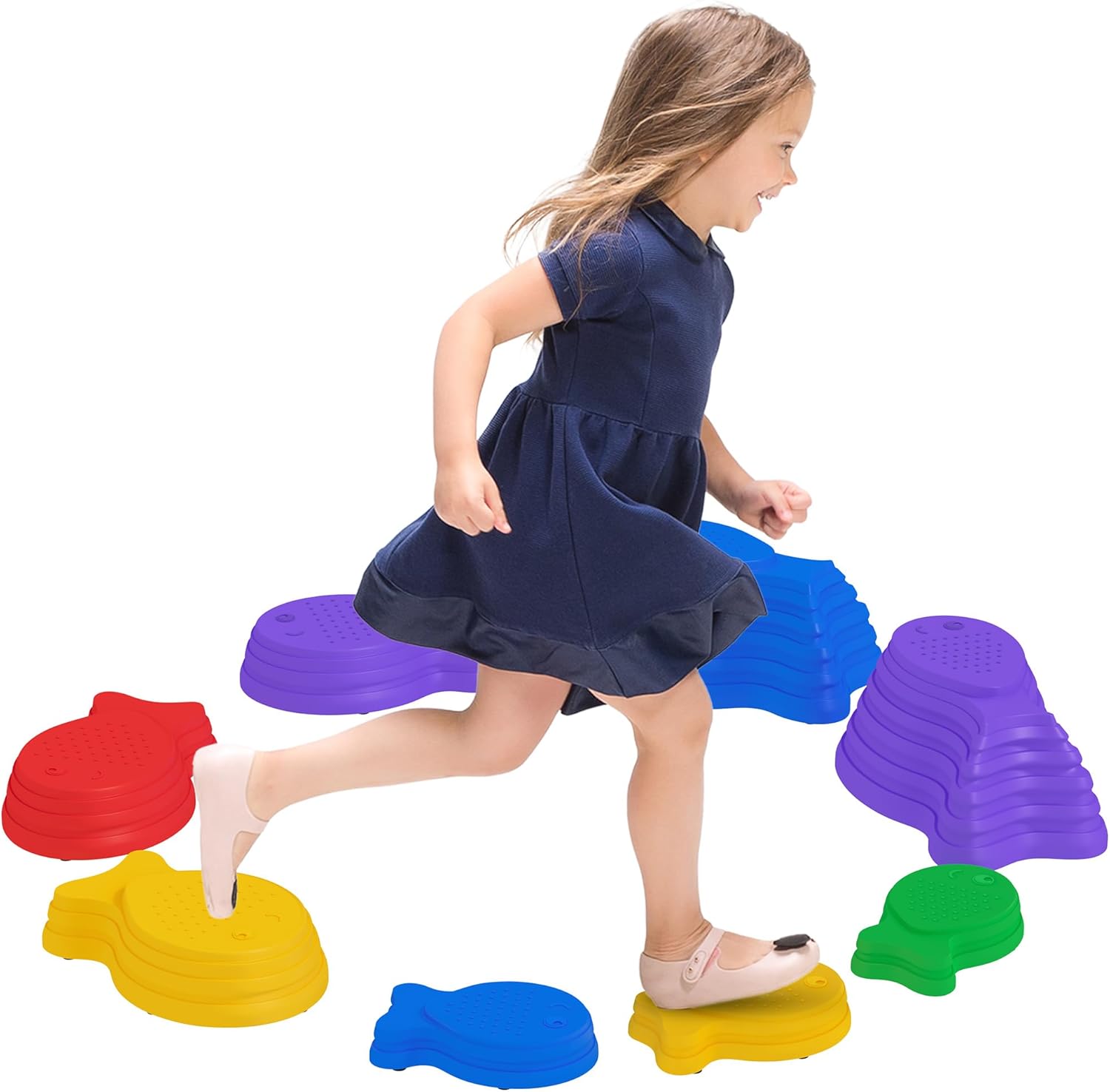Outsunny Larger Size Stepping Stones Kids, 8 Pieces Stackable Balance ...