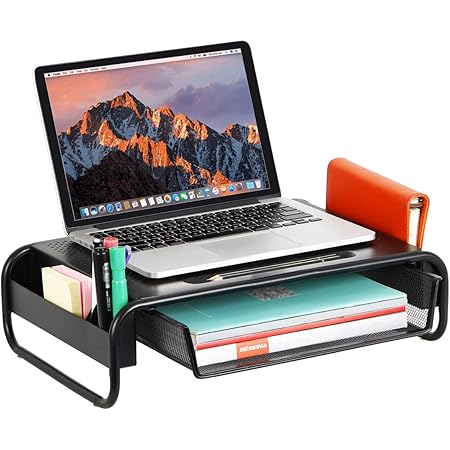 Amazon.com: DESIGNA 18.2" Black Mesh Monitor Stand Riser Metal Laptop ...