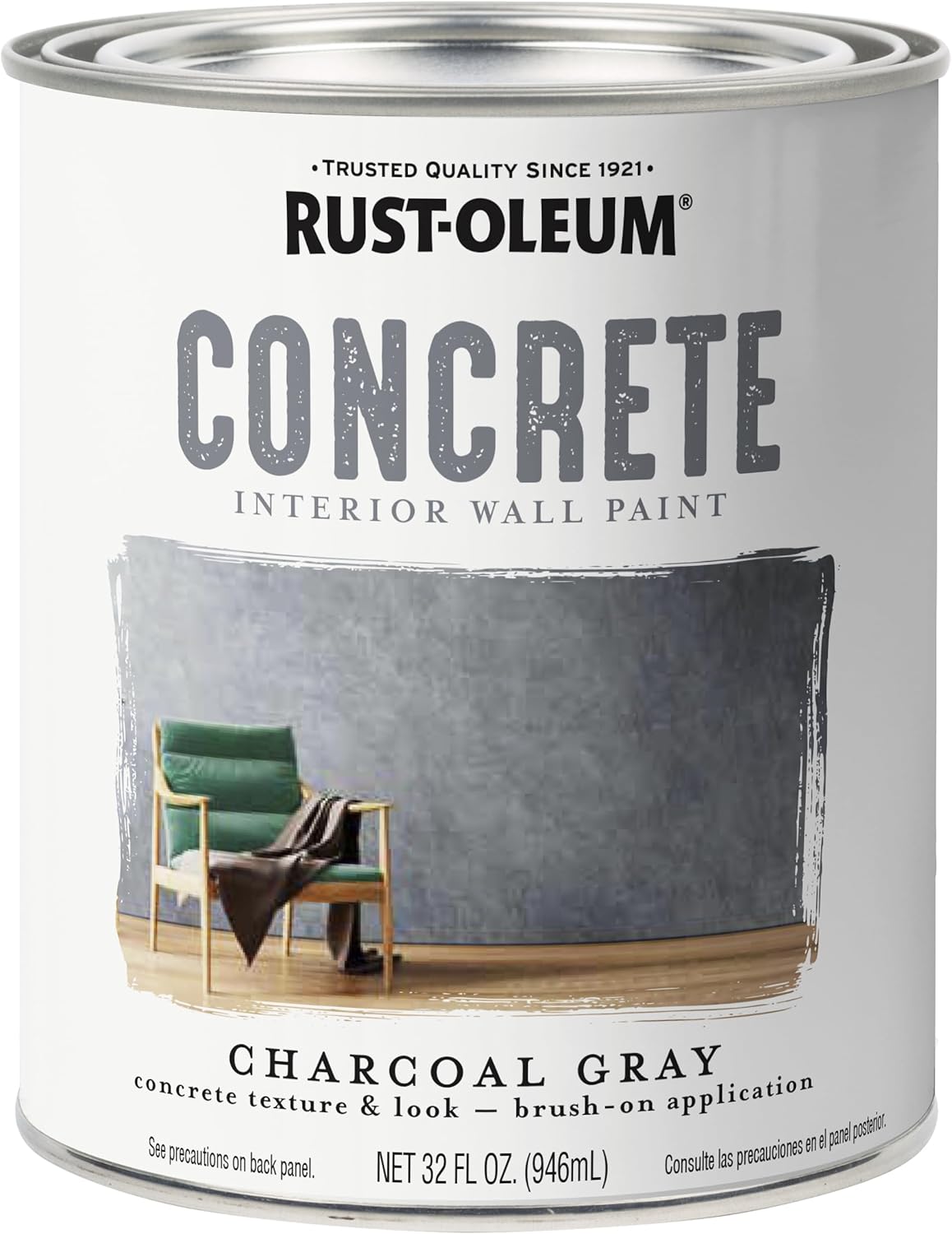 Rust-Oleum 379906 Concrete Interior Wall Paint, Quart, Charcoal, (Pack ...