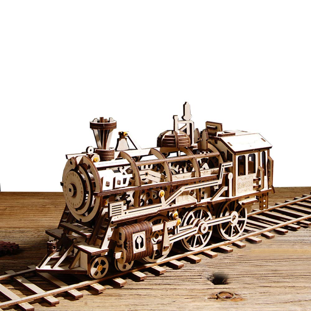 Buy 3D Puzzle Steam Locomotive Model Train Wooden Mechanical Building ...