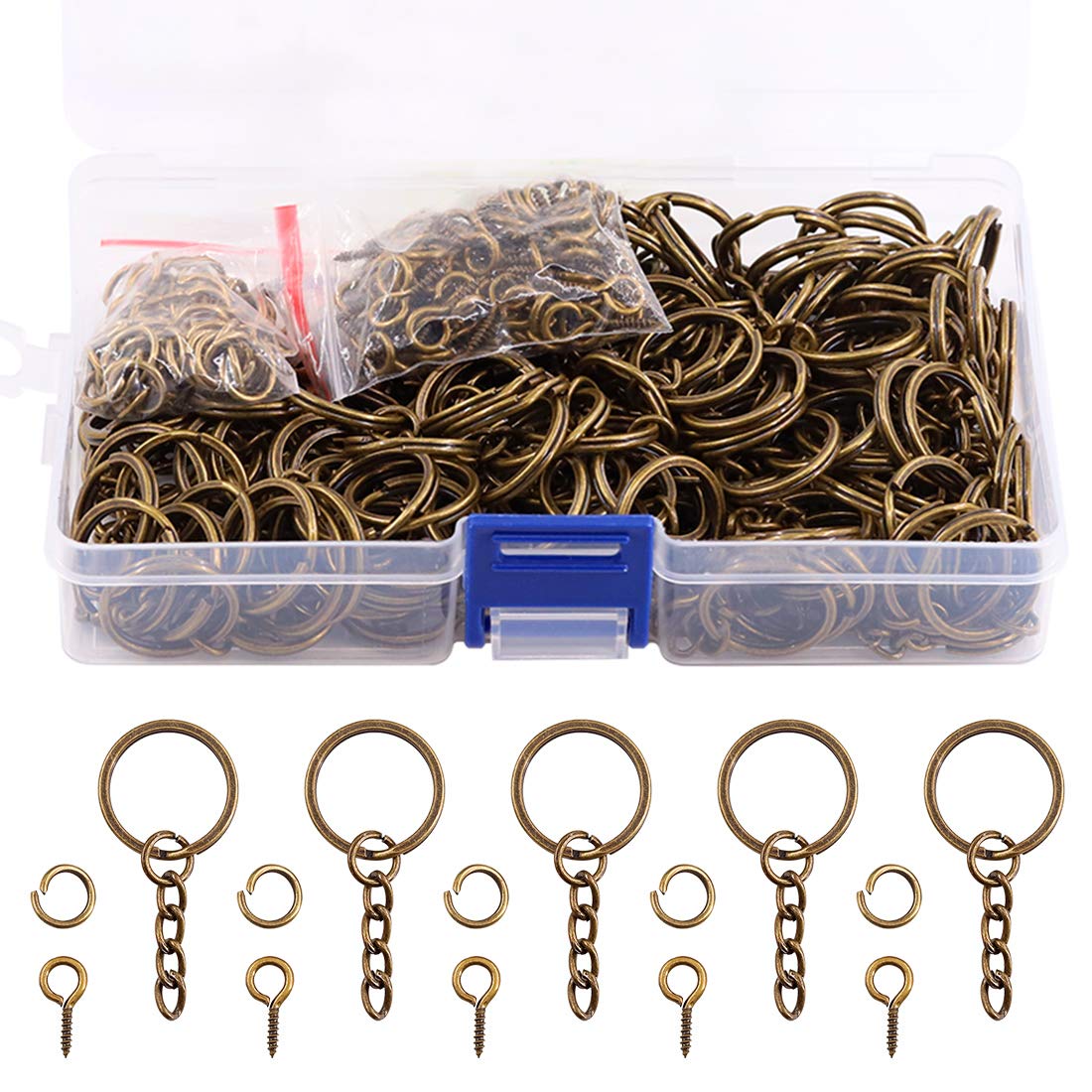 Amazon.com: Swpeet 450Pcs 4/5 Inch 20mm Bronze Flat Key Chain Rings Kit ...