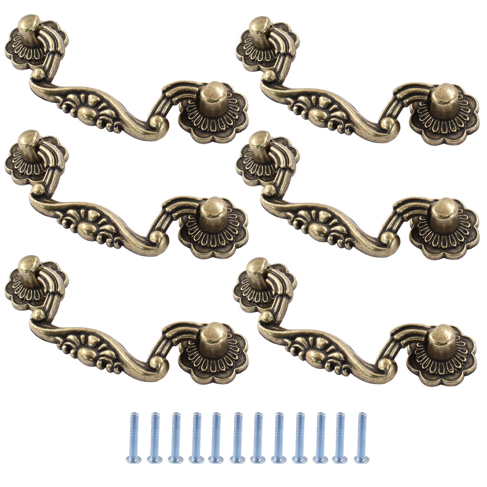 Murtenze 6PCS Antique Bronze Drop Drawer Pulls, Vintage Drop Bail Pulls ...