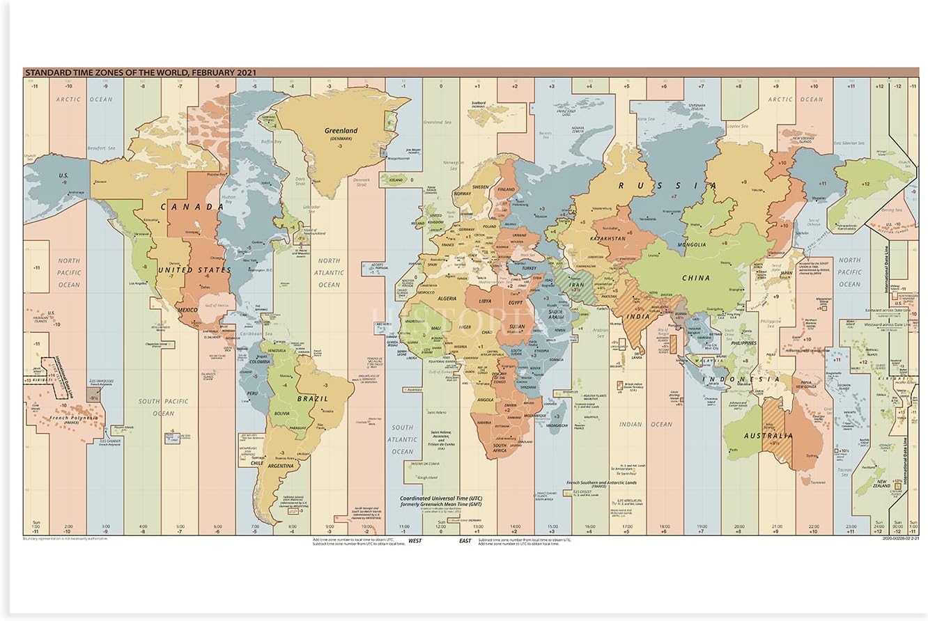 HISTORIX 2021 Standard Time Zones of the World Map Poster - 16x24 Inch ...
