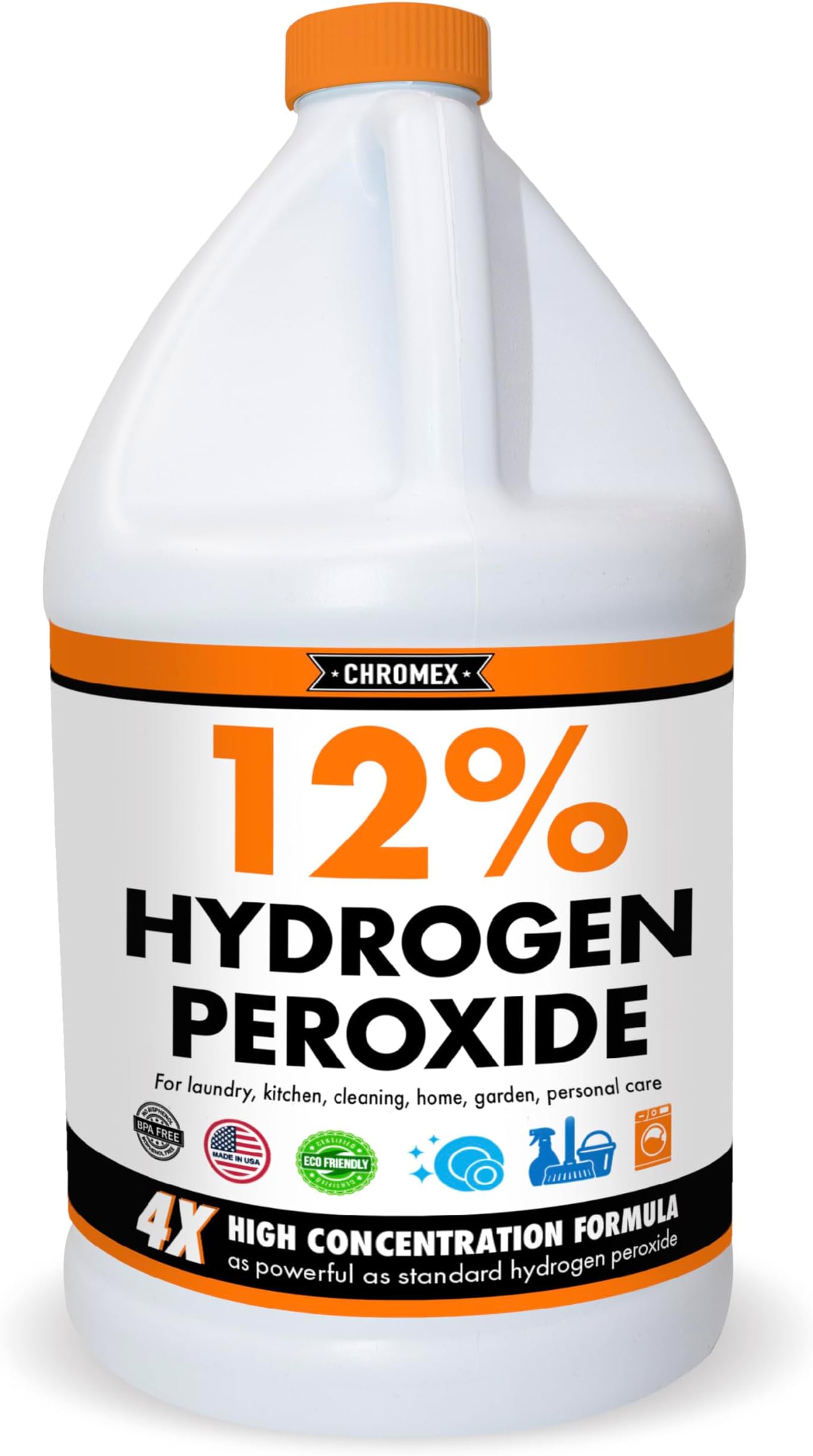 Chromex Hydrogen Peroxide 12 Percent Food Grade, 4X Power Concentrated ...