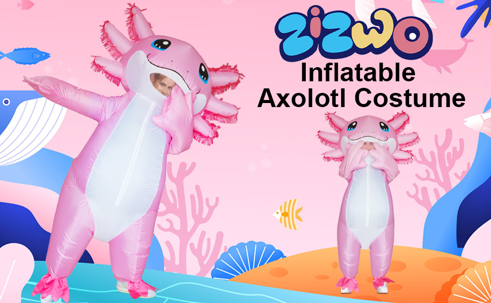 Watch ZIZWO Pink Inflatable Axolotl Costume for Adults on Amazon Live