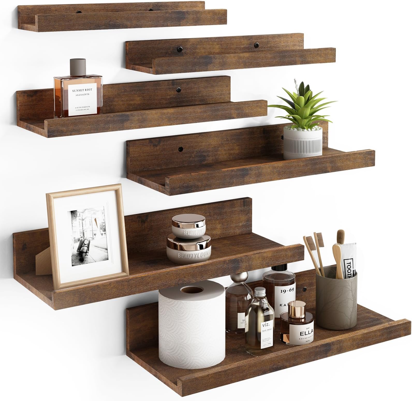 Amazon.com: Fixwal Floating Shelves, 6 Sets of Wall Mounted Shelves for ...