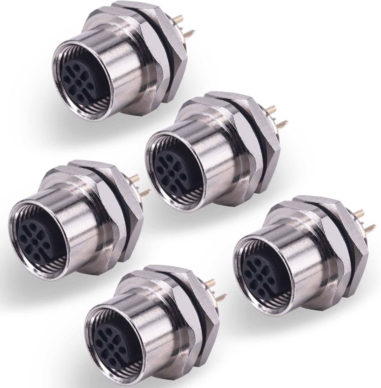 Amazon.com: Lonlonty M12 5 Pin Aviation Connector Plugs, Female Socket ...