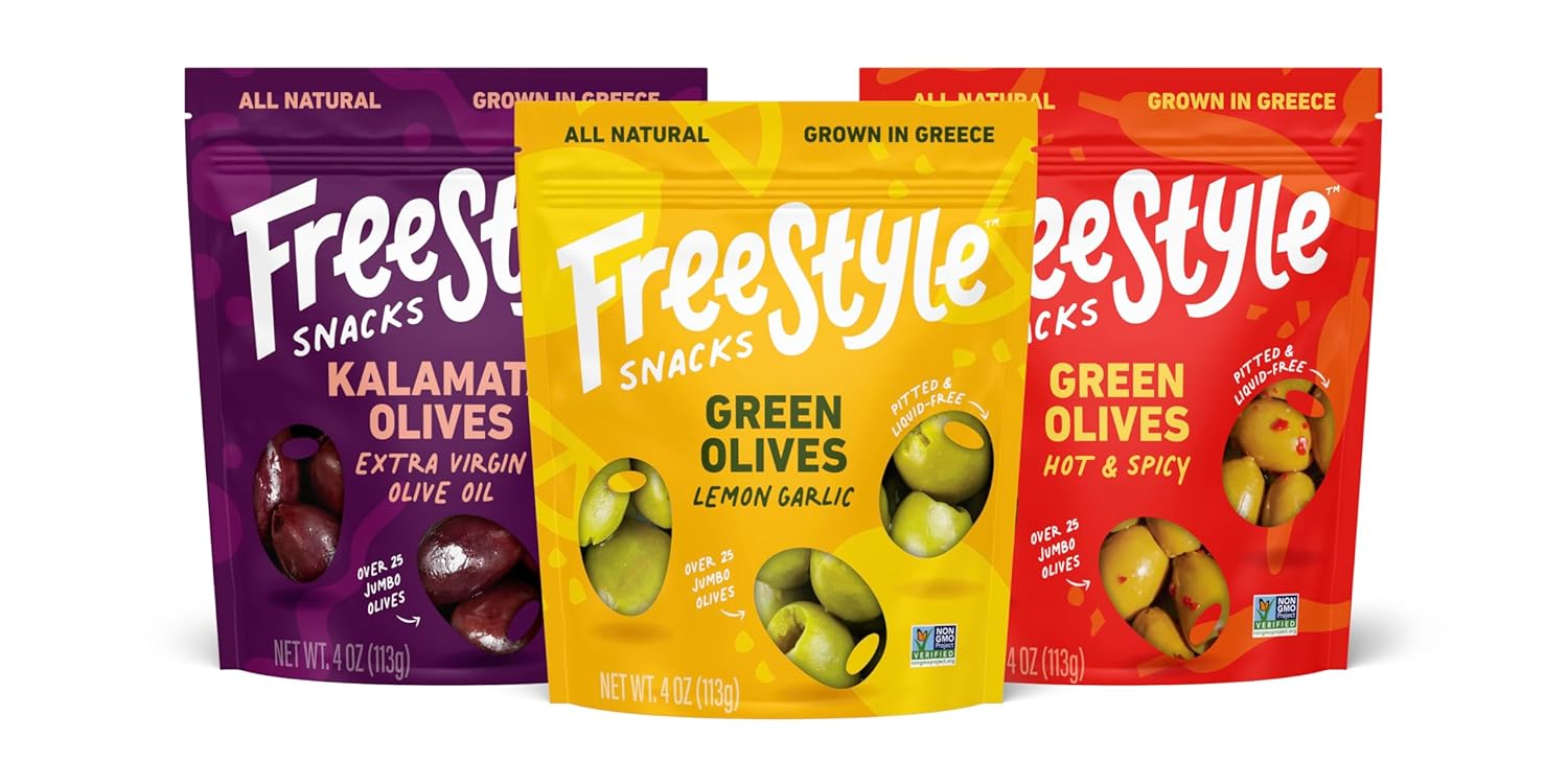 Freestyle Snacks Olive Snack Packs - Fresh Pitted Kalamata & Green ...