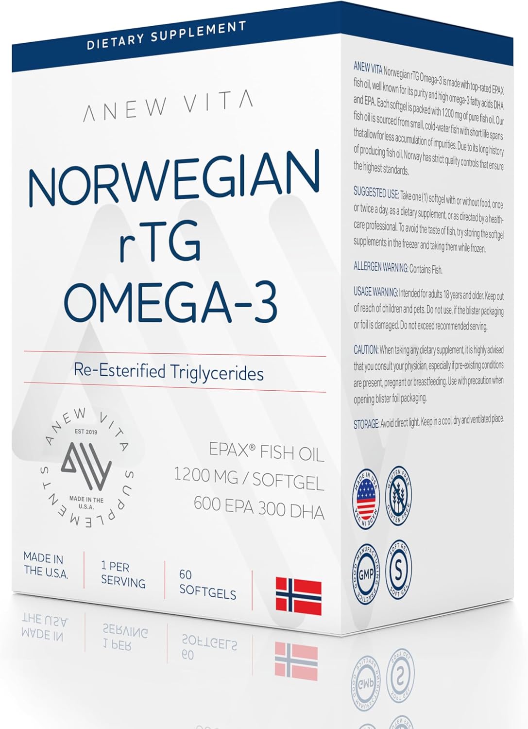 Amazon.com: Anew Vita Triple Strength Norwegian rTG Omega 3 Fish Oil ...