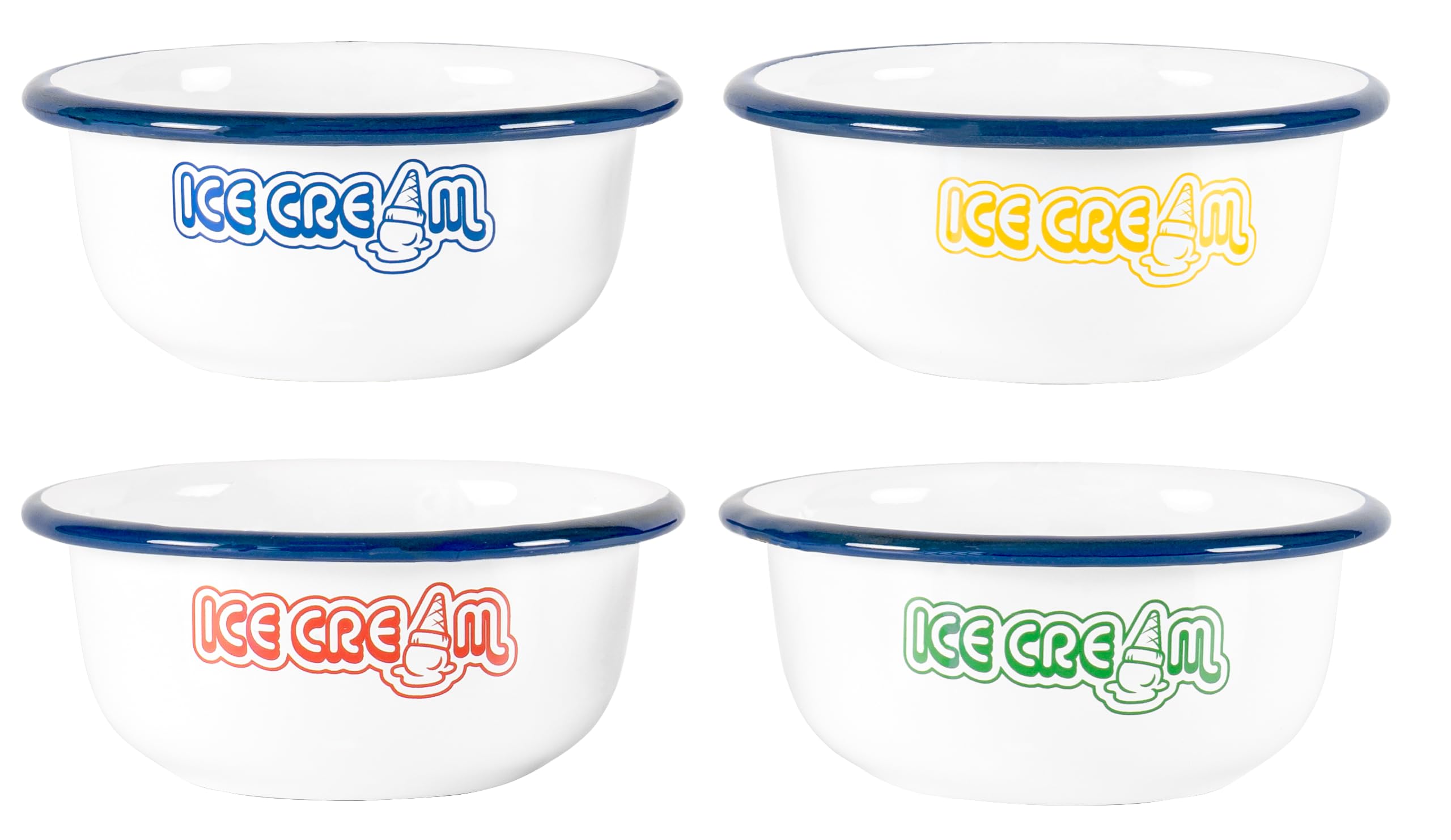 Amazon.com: Red Co. Set of 4 White Enamelware Metal 7 oz Ice Cream ...