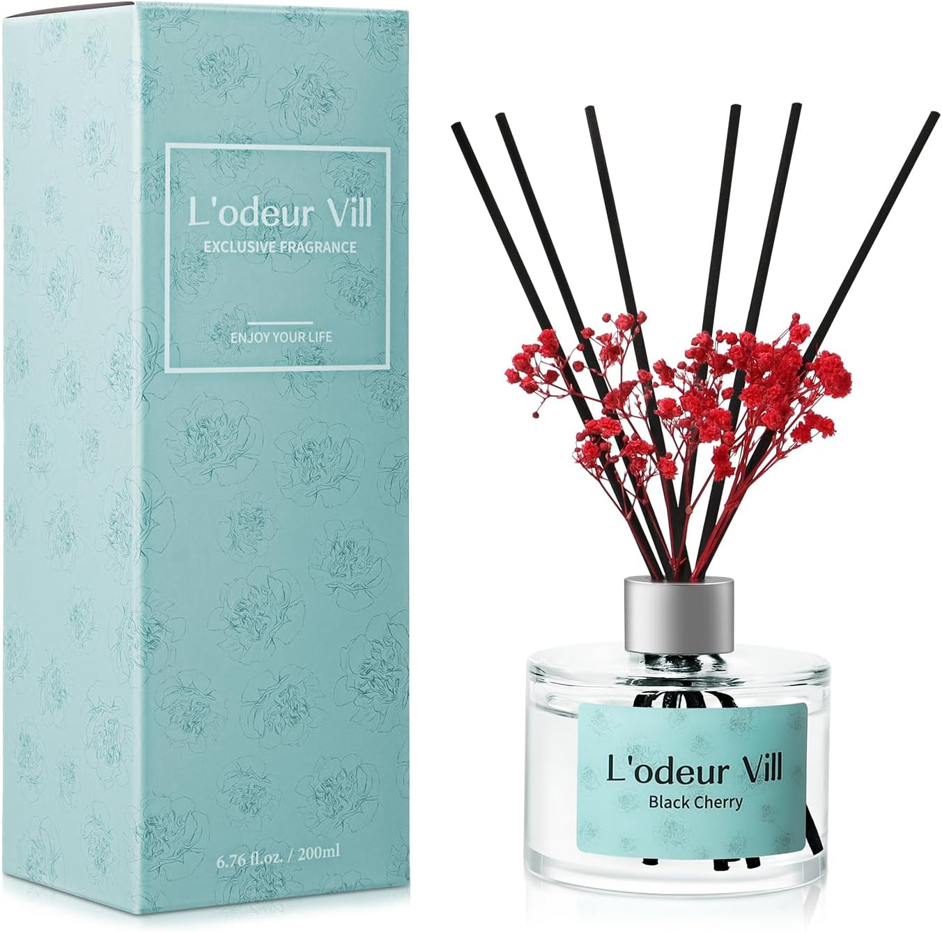Amazon.com: L'odeur Vill Reed Diffuser Set, 6.7 oz(200ml) Black Cherry ...