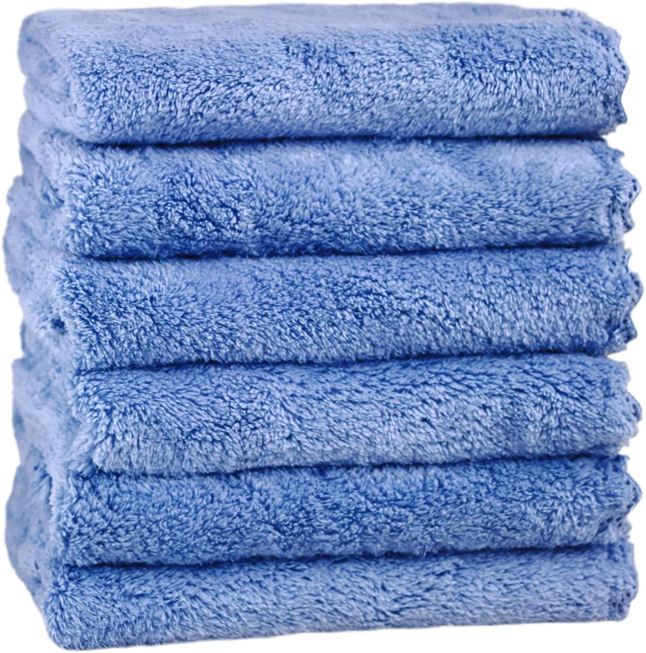Amazon.com: Anshute Blue Microfiber Washcloths Set of 6 (12" x 12 ...