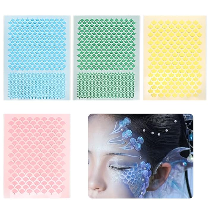 Buy Fish Scale Stencils, Face & Body Mermaid Scales Stencil Realistic ...