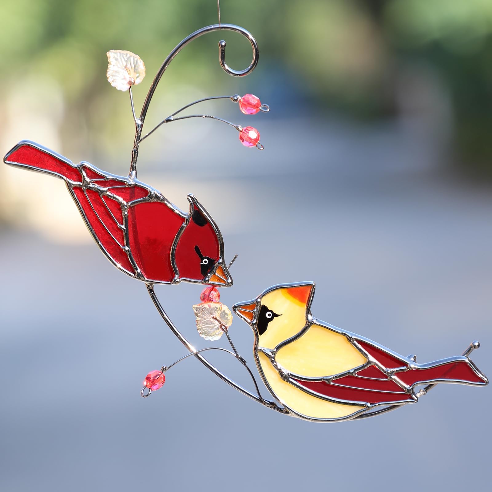 Amazon.com: Vismin Cardinal Stained Glass Suncatcher for Window ...