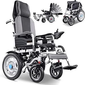 Amazon.co.jp: Adult Folding Electric Wheelchair, Adjustable Backrest Foot Pedal Mobility Aid ...